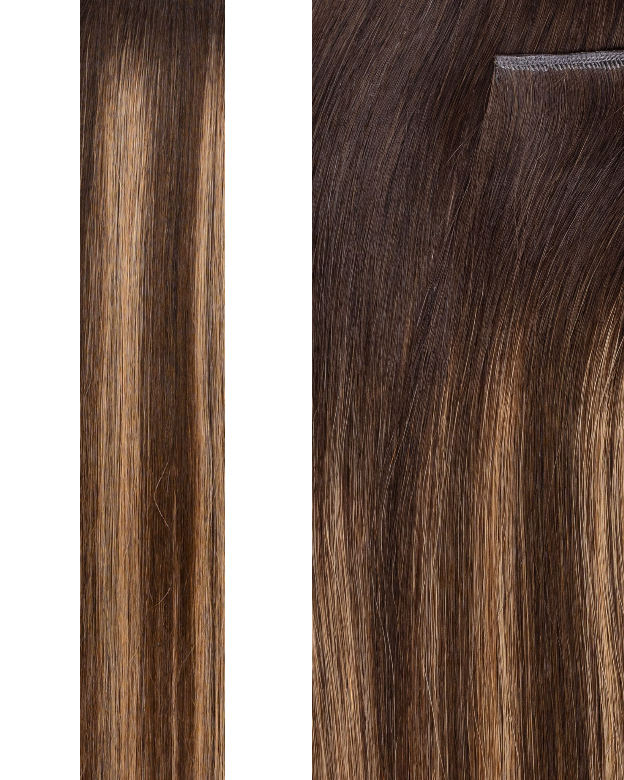 Reverse Weft Extensions | Dark Brown Blend – Donna Bella Hair