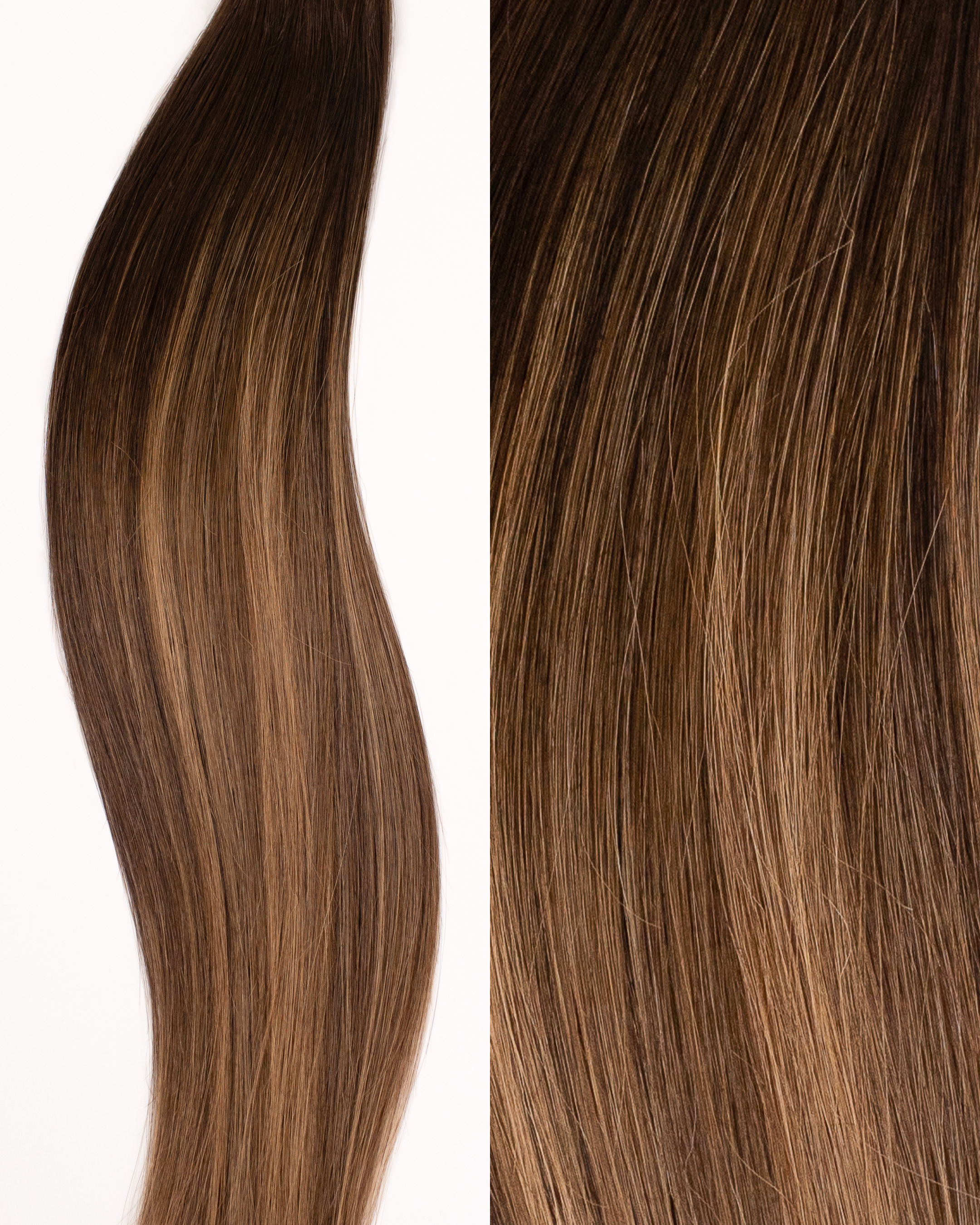 Tape Weft, Straight 3N/5N/7G Medium Brown Balayage – Donna Bella Hair